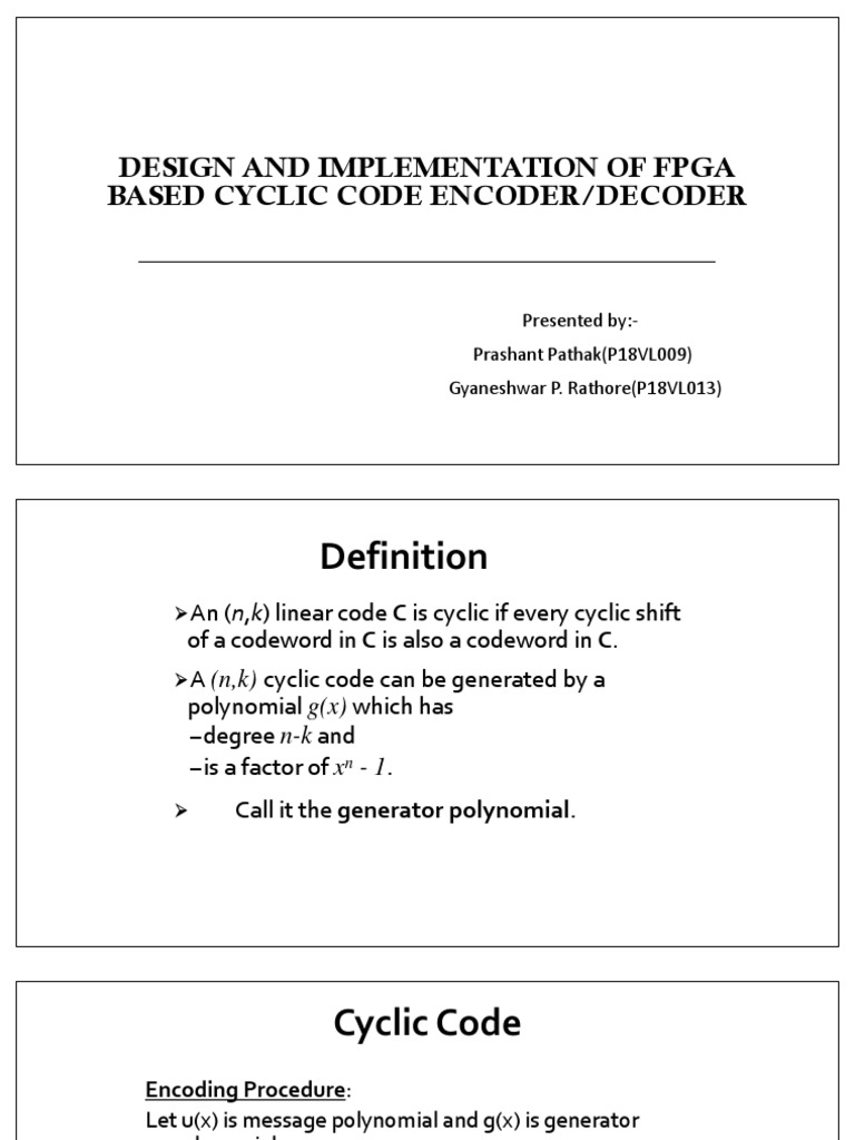 Design and Implementation of FPGA Based Cyclic Code | PDF