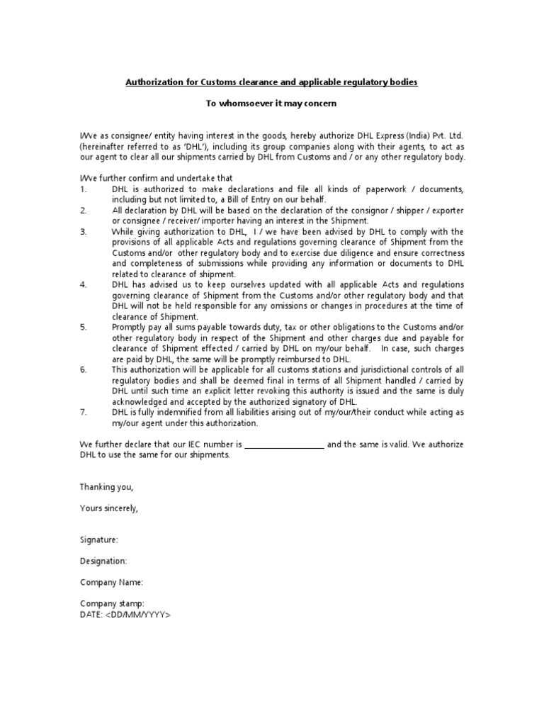 Letter of Authorization To Download | PDF | Customs | Public Law