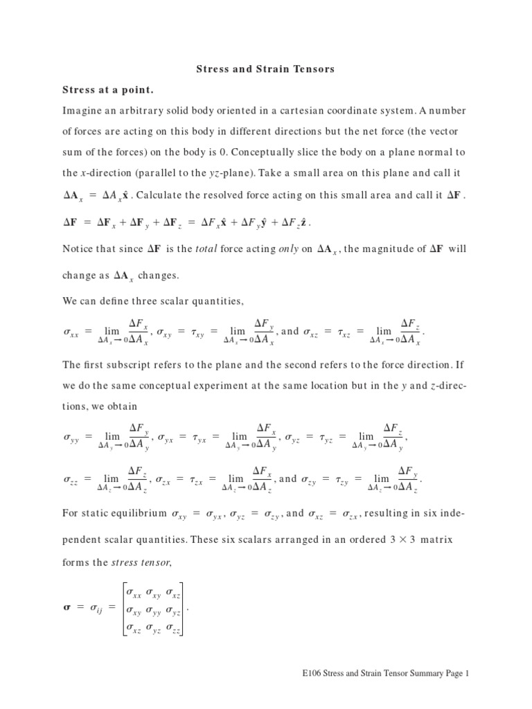 Stress Strain Tensor | PDF | Stress (Mechanics) | Young's Modulus