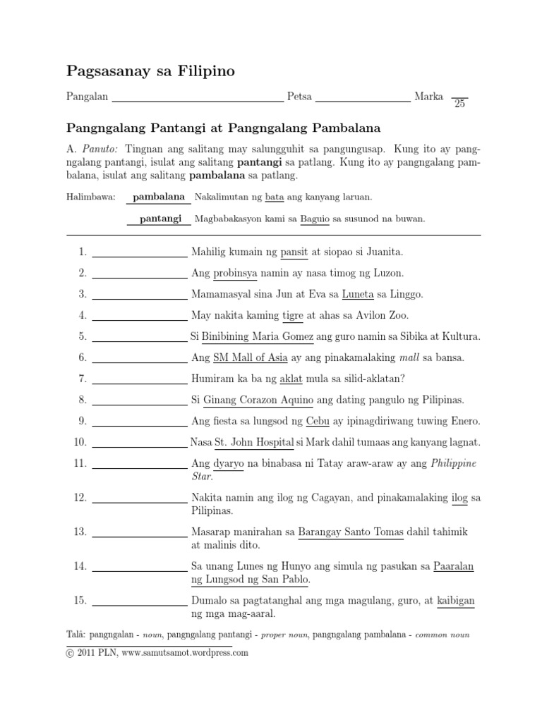 Pantangi at Pambalana 1 | PDF