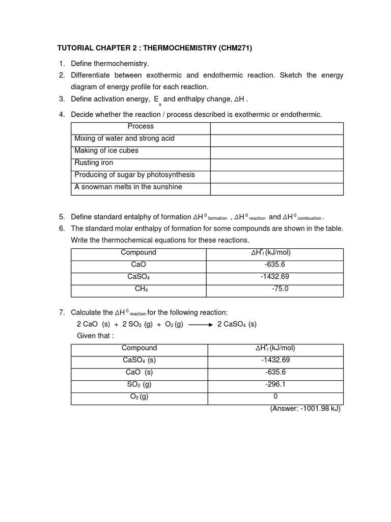 Tutorial Chapter 2 | PDF | Combustion | Enthalpy
