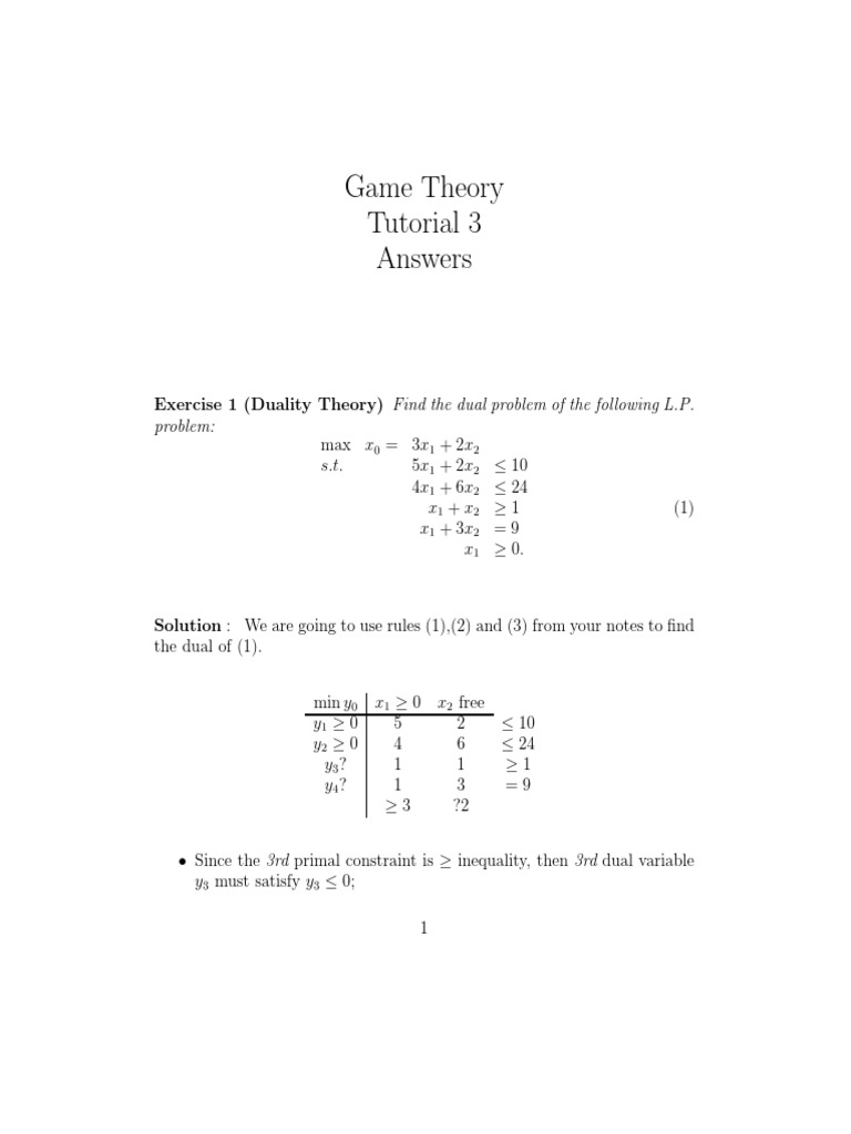 Game Theory Exercises and Solutions | PDF | Gaming | Quantitative Research