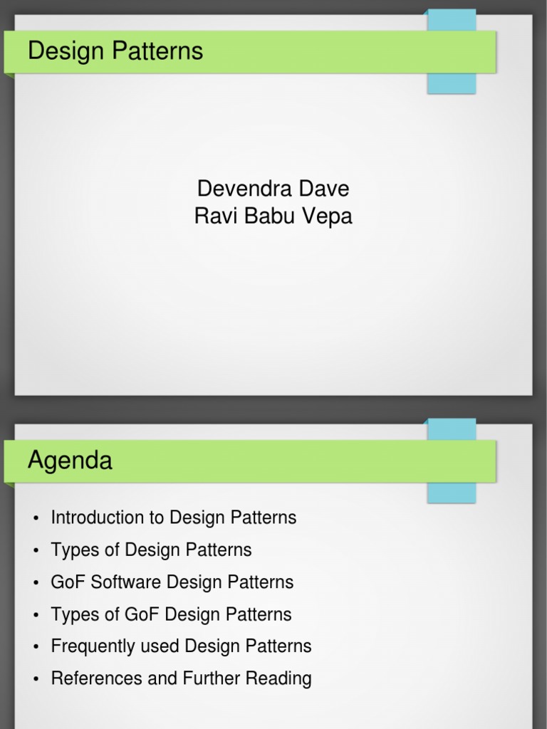 Design Patterns: Devendra Dave Ravi Babu Vepa | PDF | Software Design Pattern | Method (Computer ...