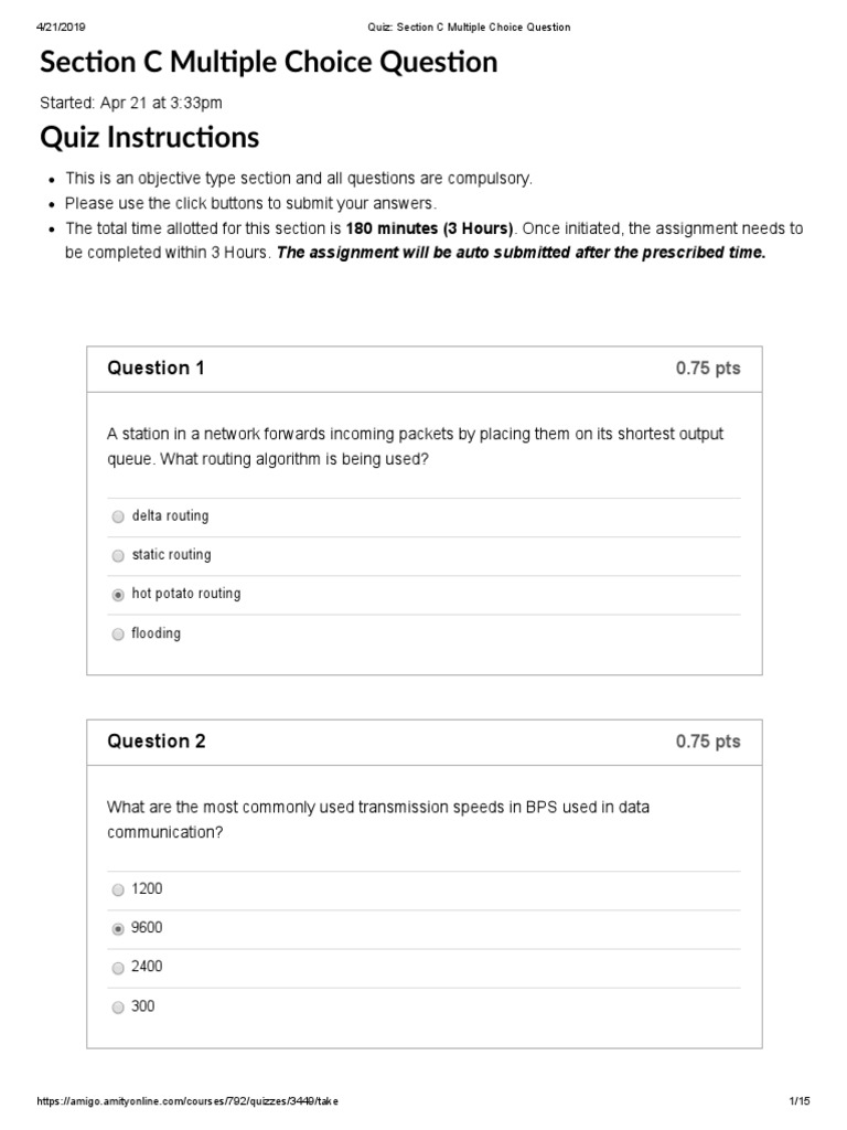 Amity University - MSCIT - Assignments - MCQ | PDF | Network Packet ...