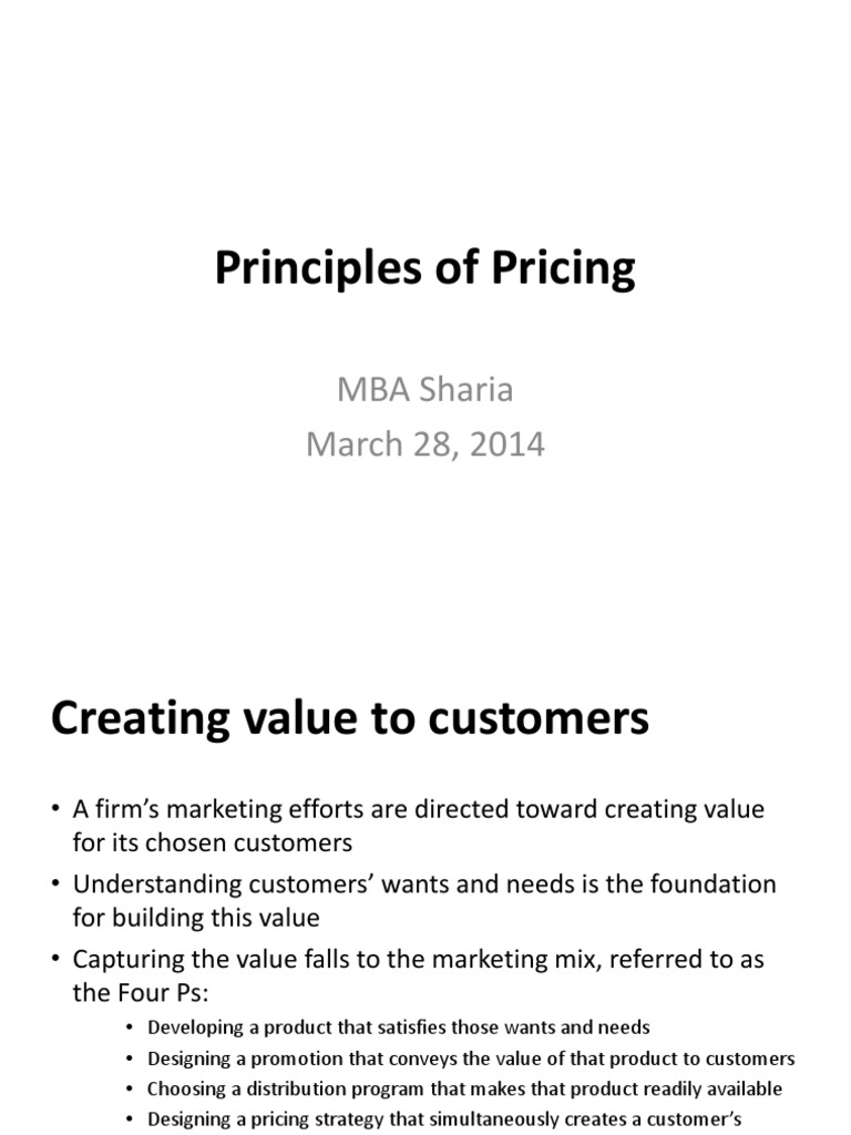 Principles of Pricing: MBA Sharia March 28, 2014 | PDF | Pricing ...