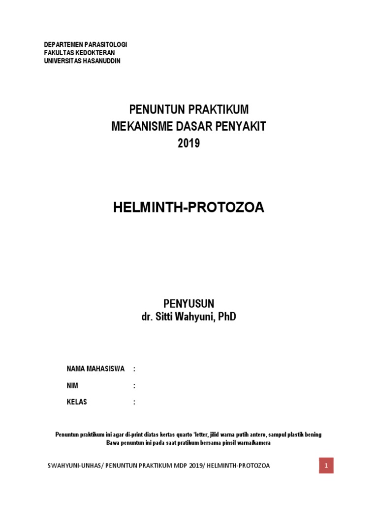 MDP 2019 Penuntun Praktikum Helminth Protozoa | PDF