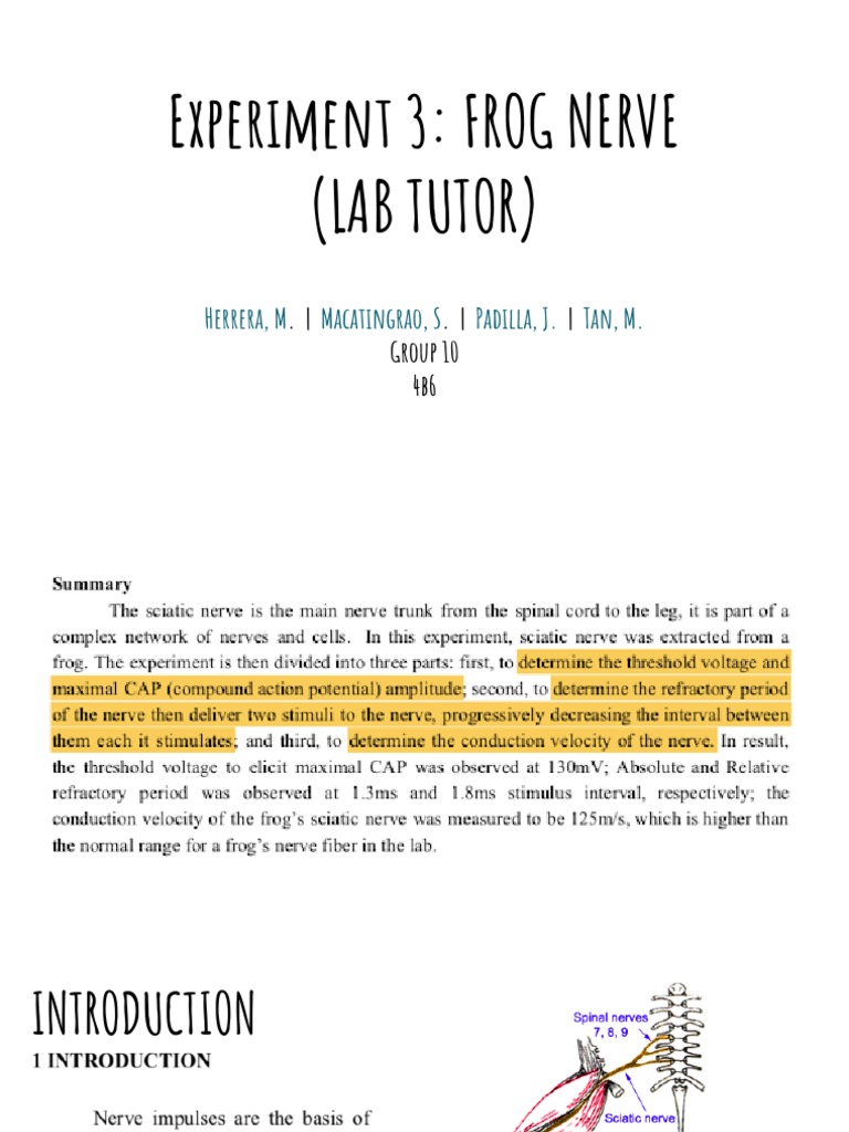 Experiment 3: FROG NERVE (Lab Tutor) : Herrera, M Macatingrao, S ...