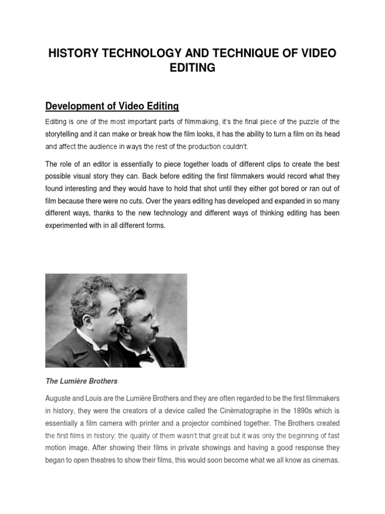 Evolution of Video Editing Techniques | PDF | Filmmaking | Entertainment