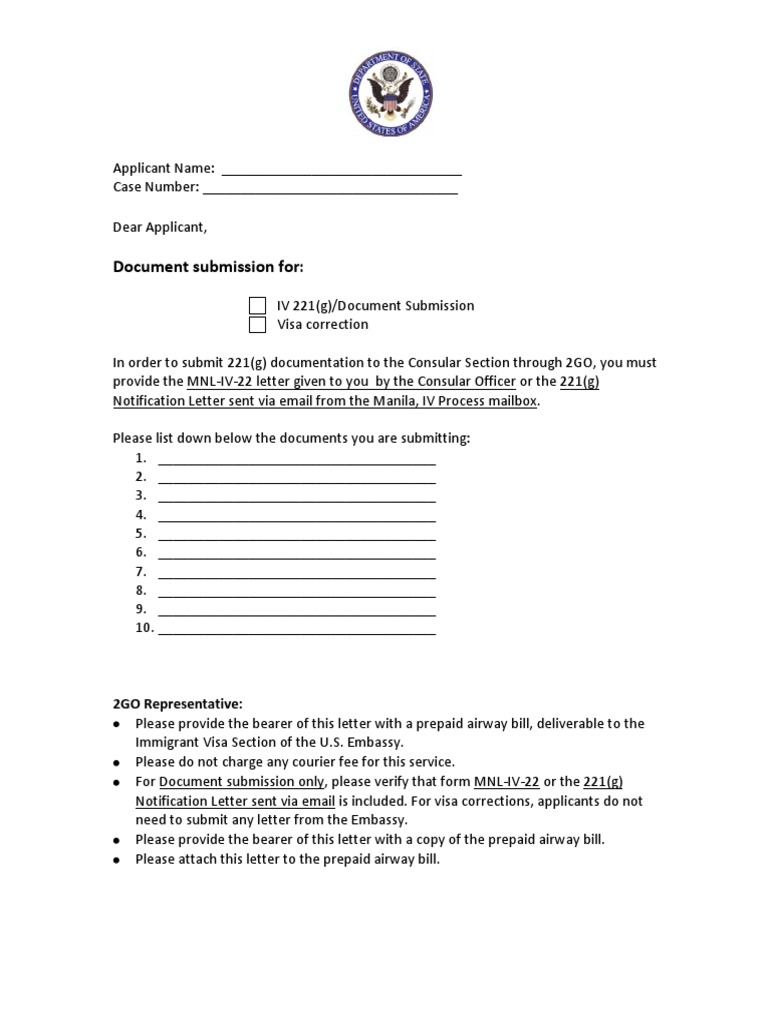 221(g) Document Submission Instructions | PDF