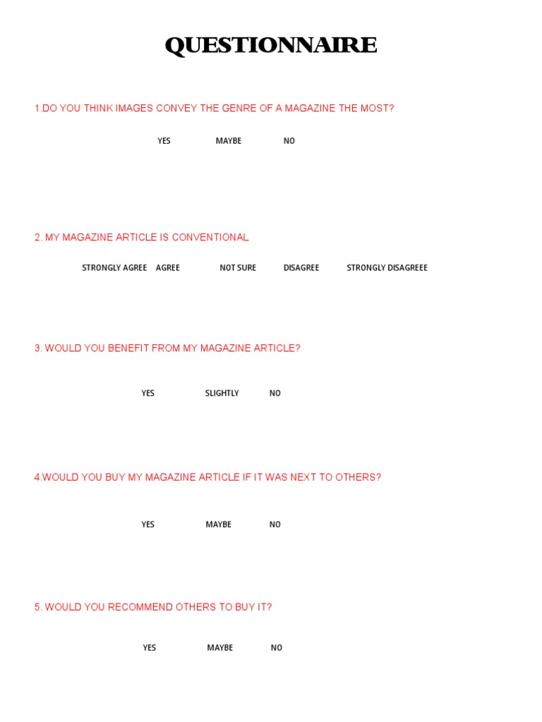 Questionnaire Final | PDF