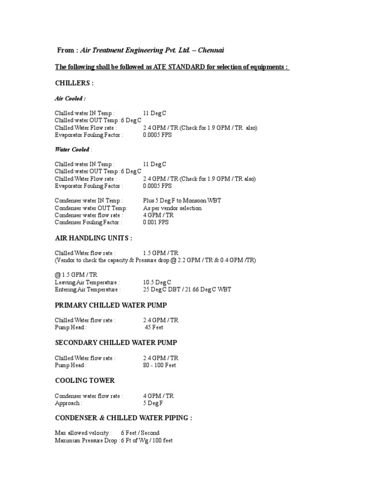 Chiller Selection | PDF | Automation | Temperature