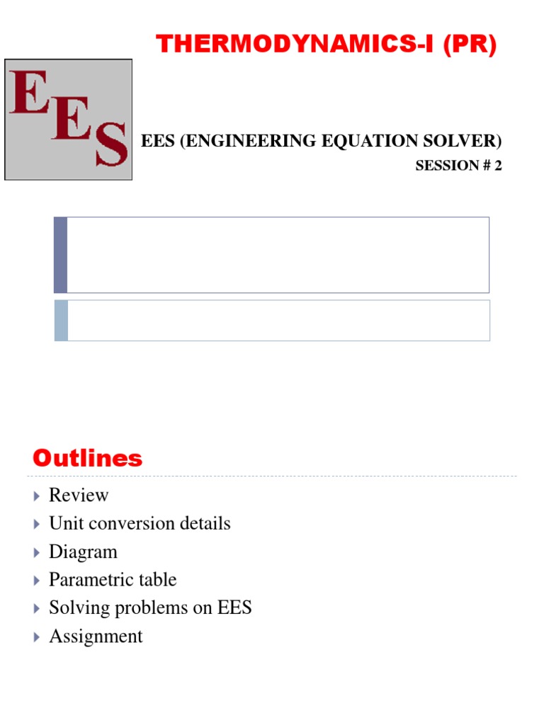 Thermodynamics-I (PR) : Ees (Engineering Equation Solver) | PDF ...