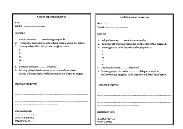 Contoh Laporan Pengawas | PDF
