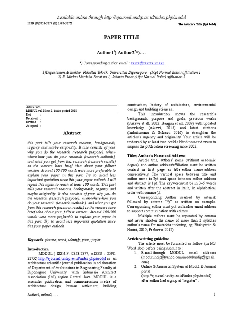 Paper Title: Author1) Author2 ) | PDF | Hypothesis | Written Communication