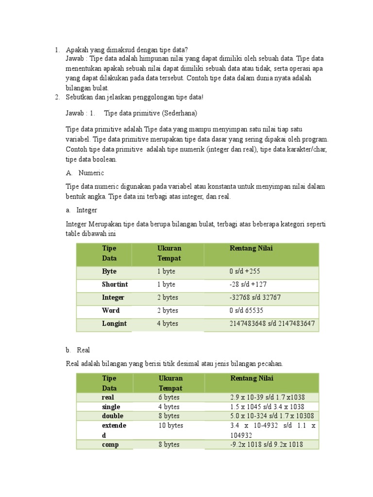 Tipe Data dan Struktur Data Dasar | PDF
