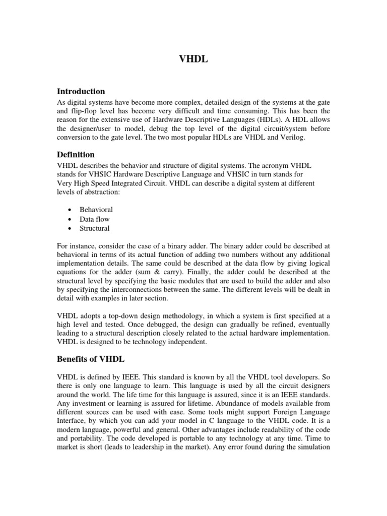 VHDL Course Material | PDF | Business