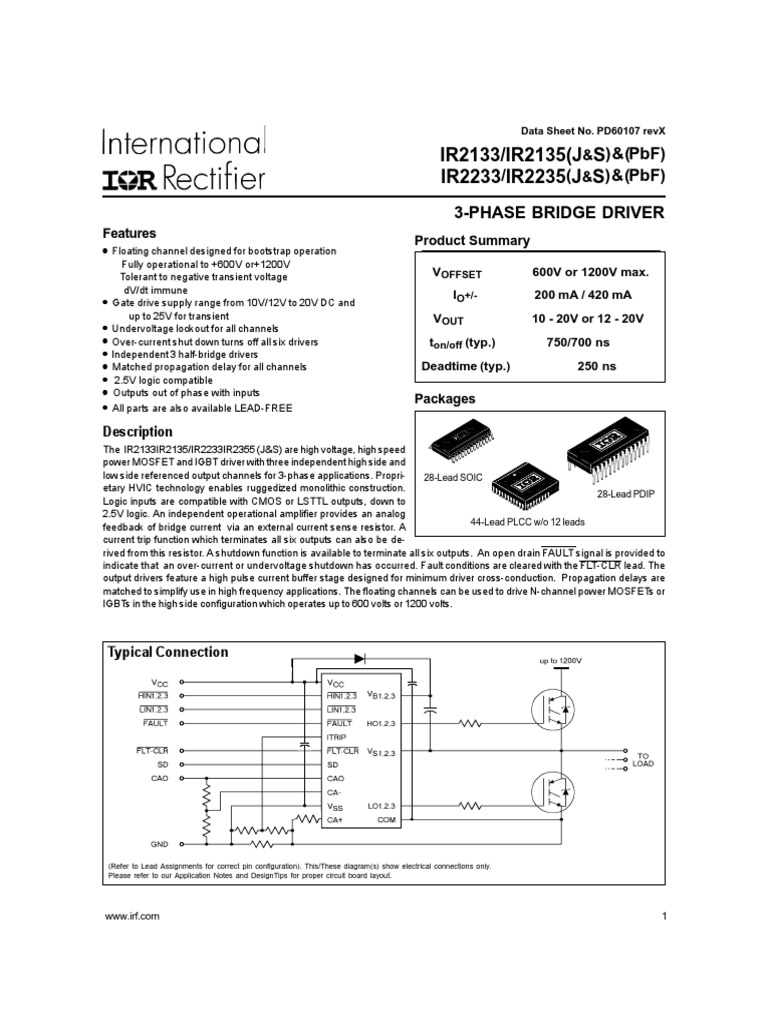 IR2133/IR2135 (J S IR2233 IR2235 J S: Product Summary Features | PDF ...