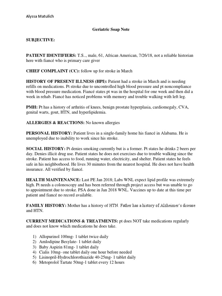 Hypertension and Stroke SOAP Note | PDF | Hypertension | Ear