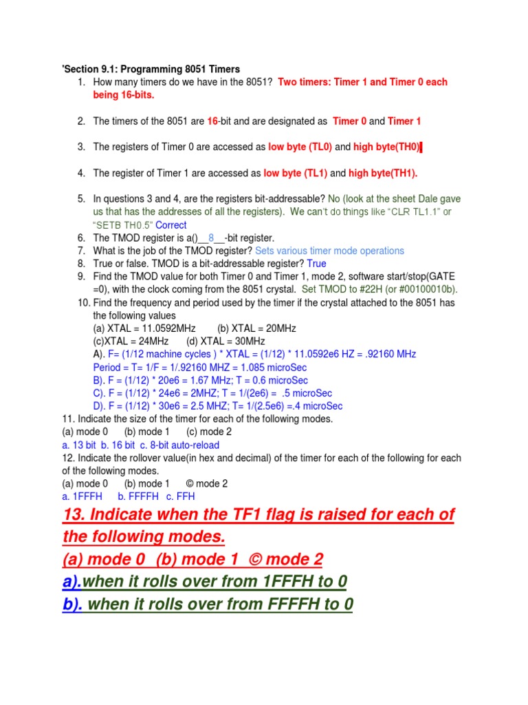 Section 9.1 Programming 8051 Timers | PDF | Frequency | Hertz