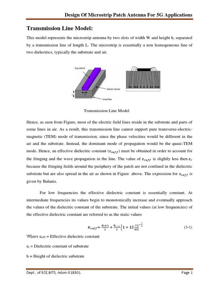 Transmission Line Model:: Design of Microstrip Patch Antenna For 5G ...