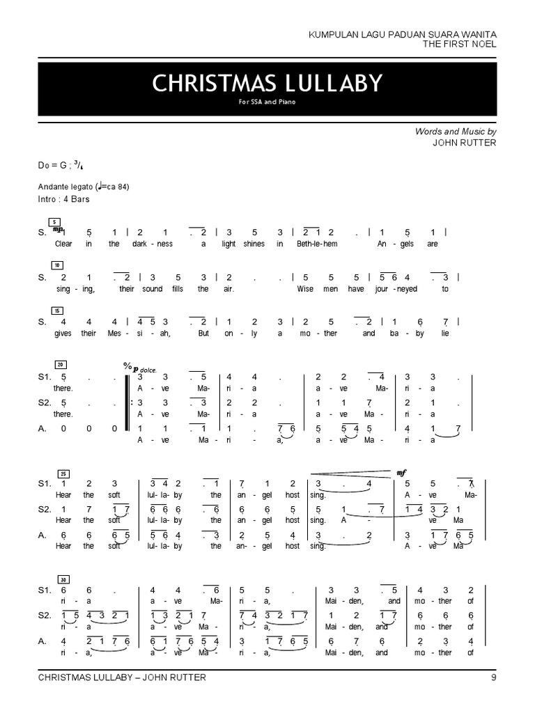 3 Christmas Lullaby - Rutter Ssa | PDF | Leisure