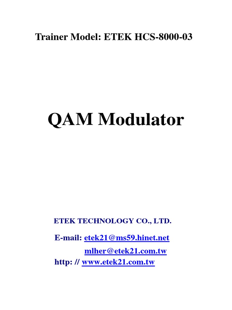 QAM Modulator: Trainer Model: ETEK HCS-8000-03 | PDF | Modulation ...