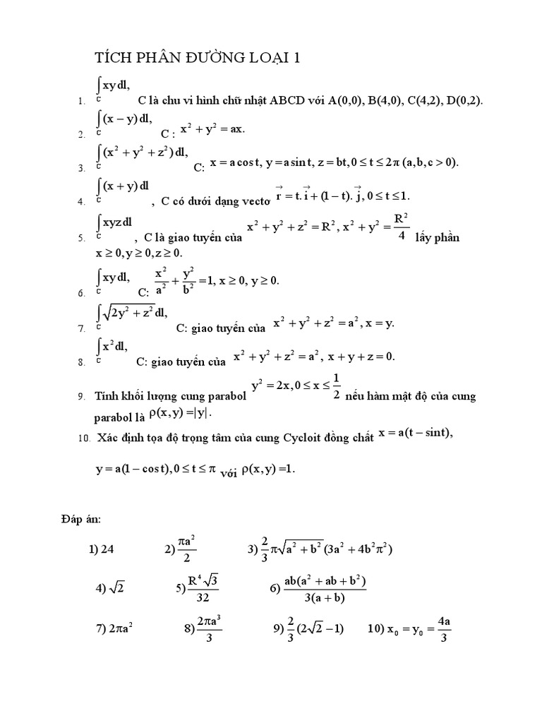 Tính Tích Phân Đường Loại 1: Hướng Dẫn Và Ứng Dụng Thực Tiễn