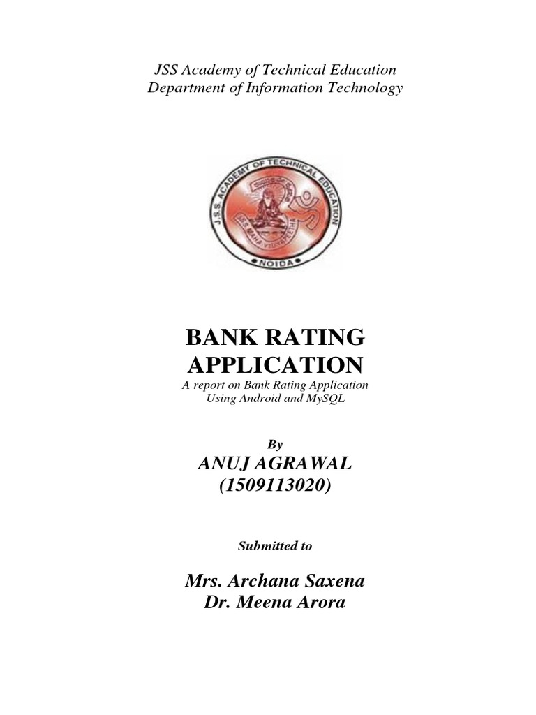Bank Rating Application: JSS Academy of Technical Education Department ...