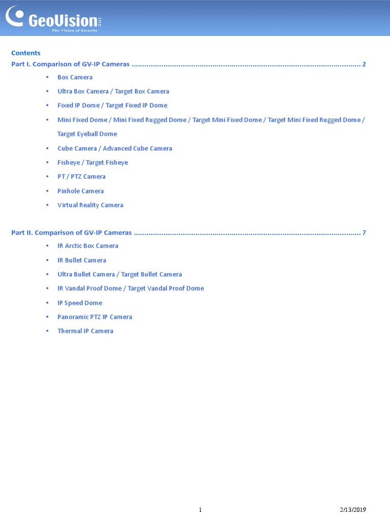 GV-IPCAM Comparison Table | PDF | Photography Equipment | Equipment