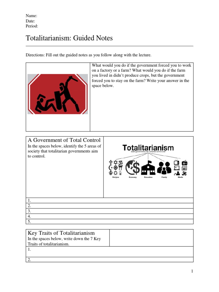 Totalitarianism Lecture - Guided Notes (v1.0) | PDF | Joseph Stalin ...