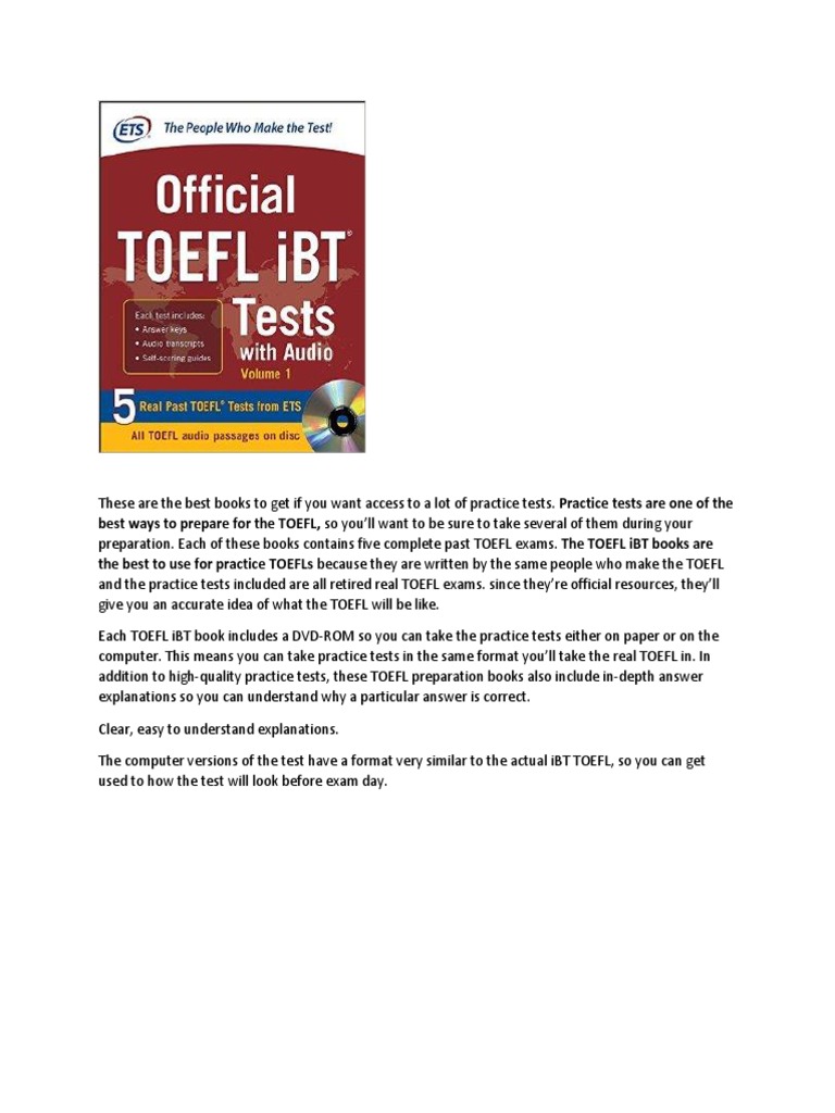Best TOEFL iBT Prep Books with Tests | PDF | Test Of English As A ...