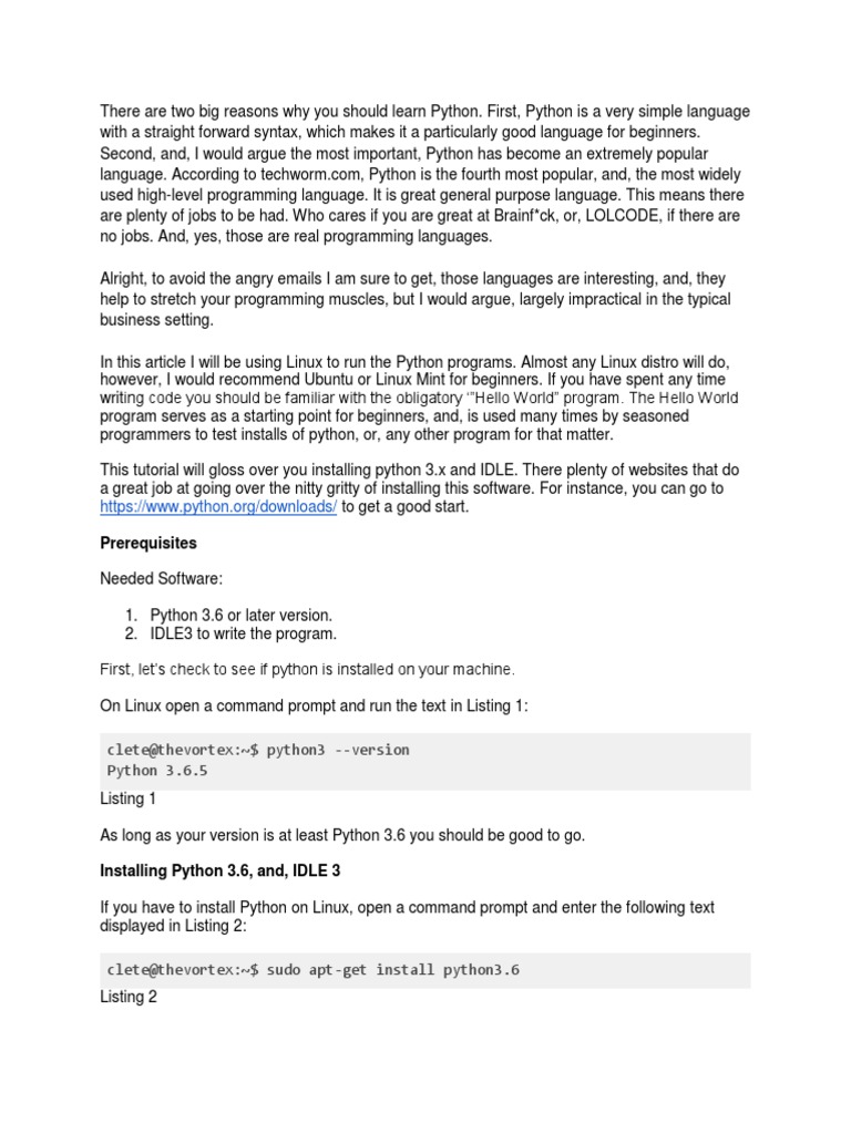 Python Hello World Program | PDF | Python (Programming Language) | Linux