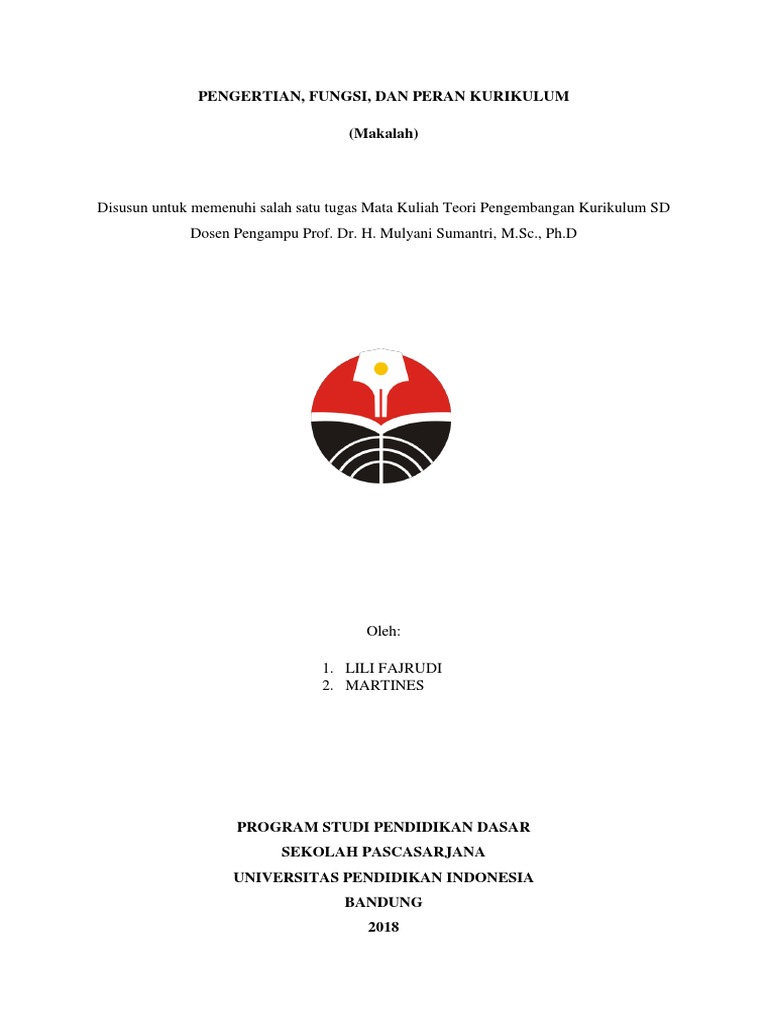Makalah Pengertian, Peran, Fungsi Kurikulum Baru | PDF Makalah Pengertian, Peran, Fungsi Kurikulum Baru | PDF