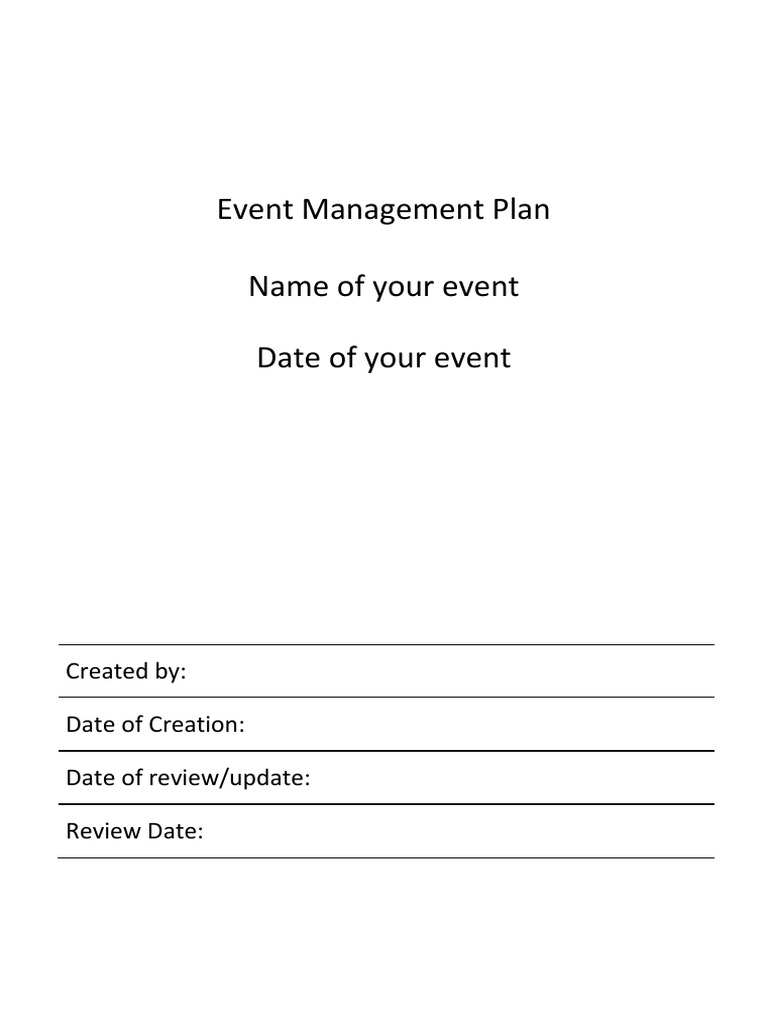 Event Management Plan Name of Your Event Date of Your Event | PDF ...