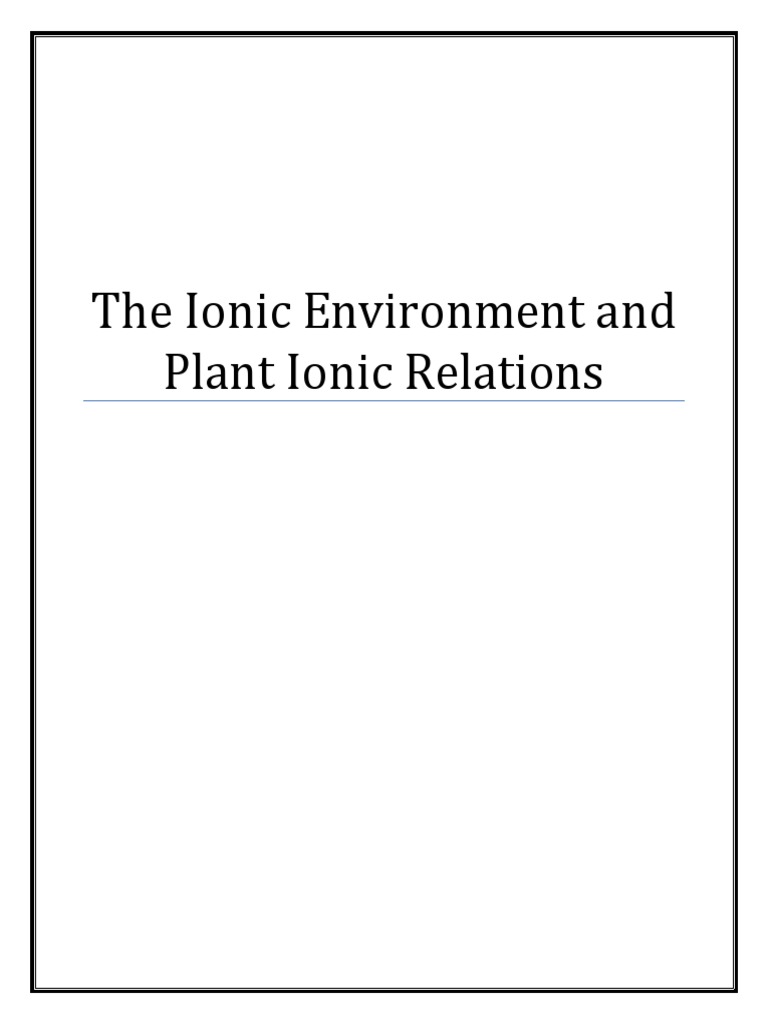 The Ionic Environment and Plant Ionic Relations | PDF | Root | Signal Transduction