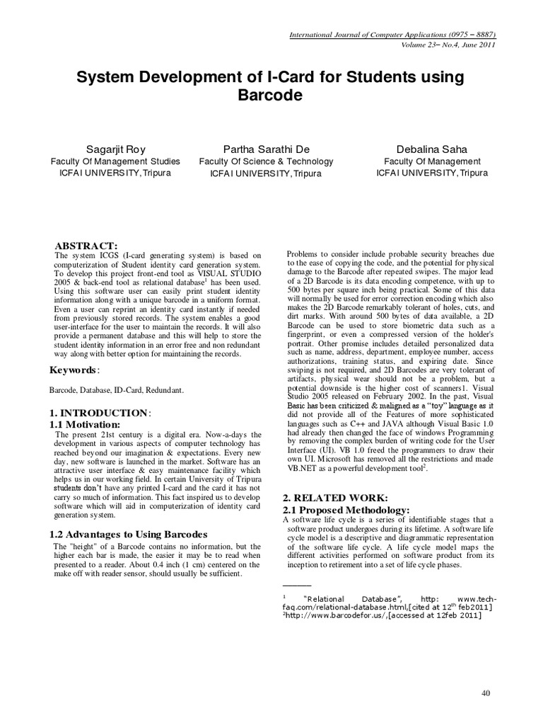 Student ID Card System with Barcode | PDF | Conceptual Model | Data Model