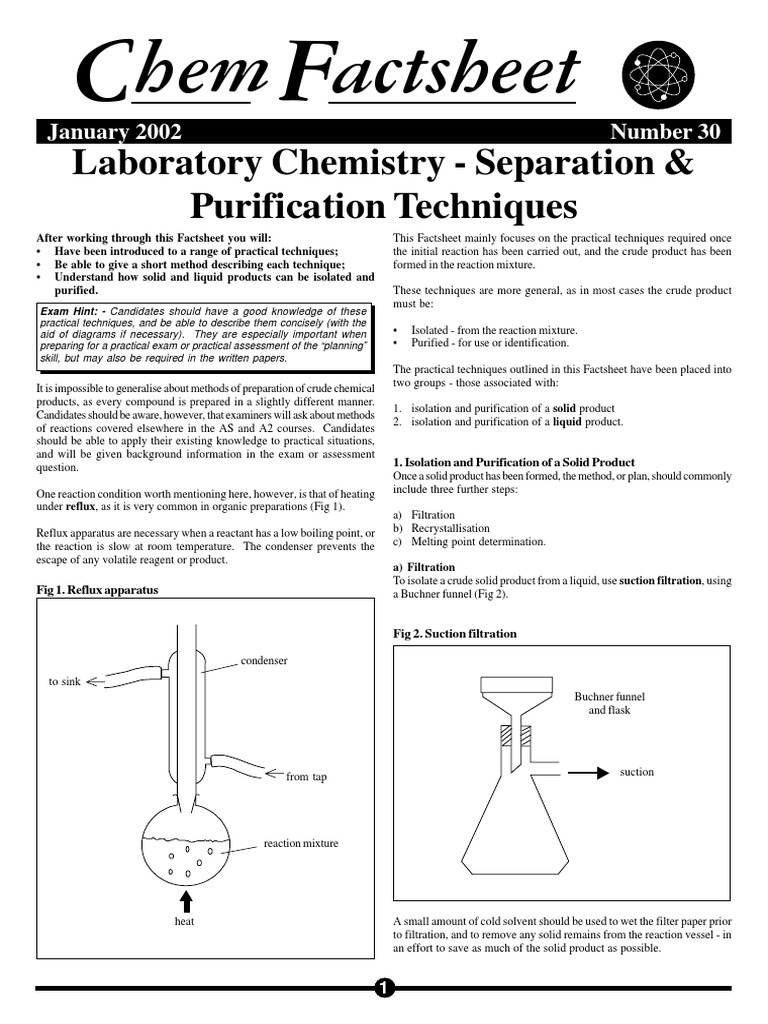 Unit 6 Laboratory Chemistry Seperation and Purification Techniques PDF | PDF | Distillation ...