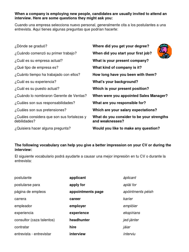 Vocabulary For A Job Interview | PDF | Empleo | Labor