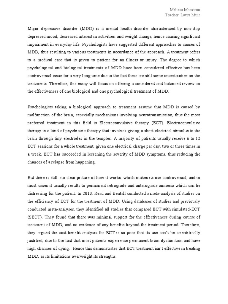 Psychology Erq | PDF | Major Depressive Disorder | Electroconvulsive ...