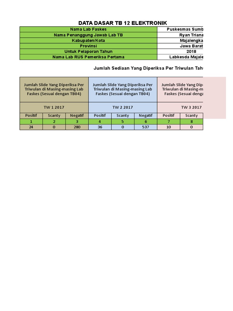Laporan TB 2018 Puskesmas Sumberjaya | PDF