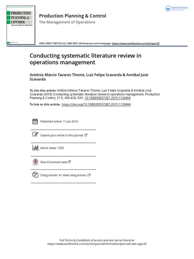 Conducting Systematic Literature Review in Operations Management | PDF ... Conducting Systematic Literature Review in Operations Management | PDF ...