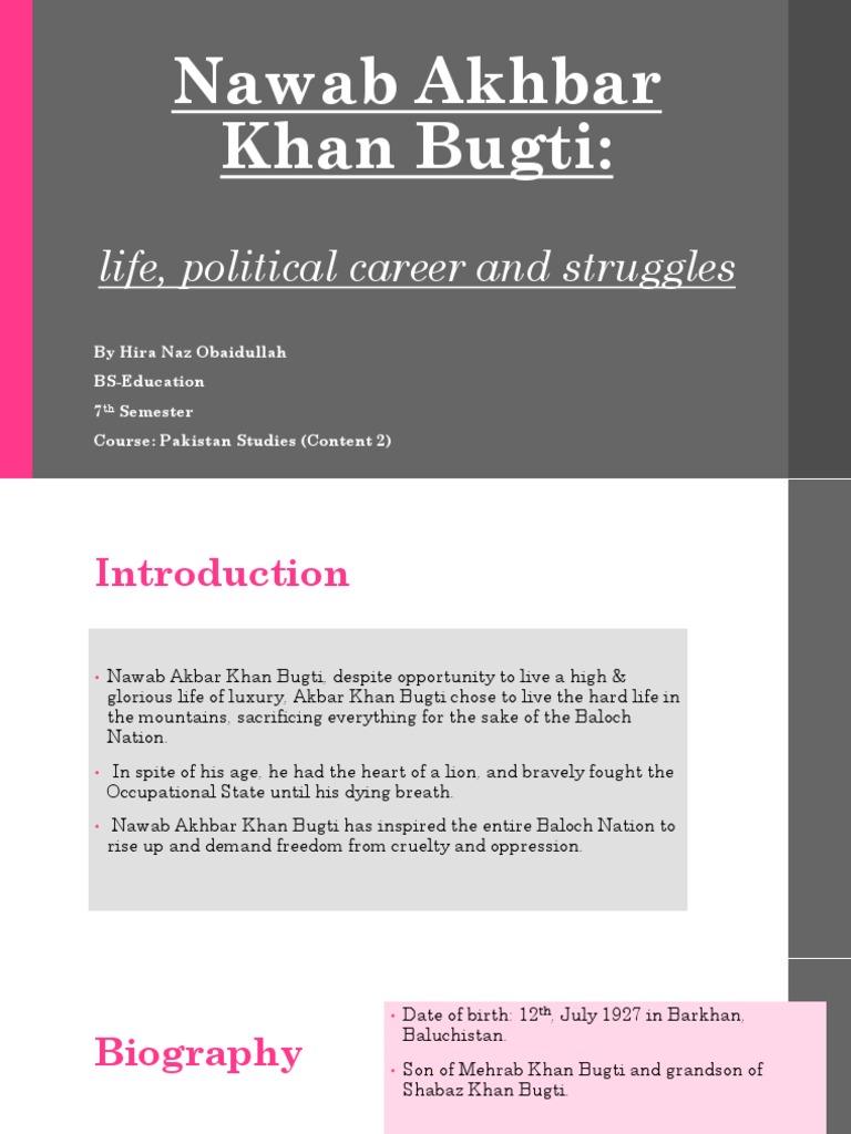 Nawab Akbar Shahbaz Khan Bugti | PDF | Government Of Pakistan | Politics Of Pakistan