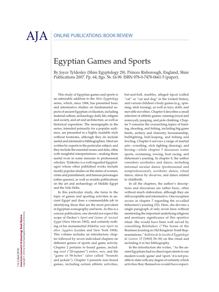 Egyptian Games and Sports: Online Publications: Book Review | PDF ...