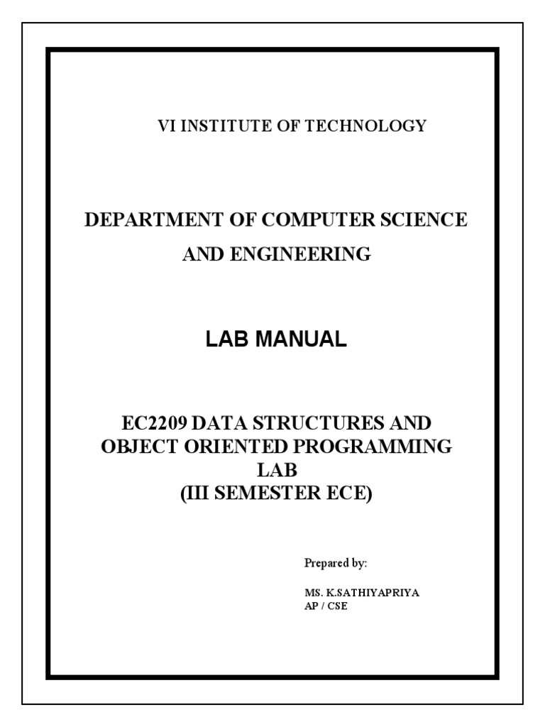 Department of Computer Science and Engineering: Lab Manual | PDF | Subroutine | Array Data Structure