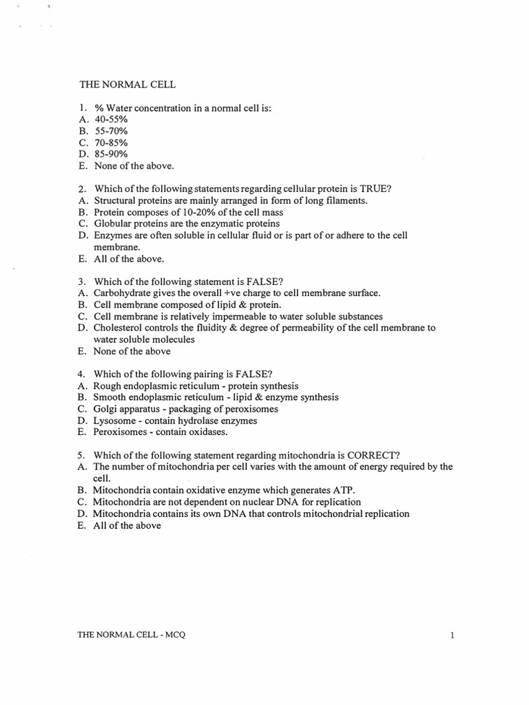 004 Pathology MCQ ACEM Primary Cellular | PDF | Cell Membrane ...