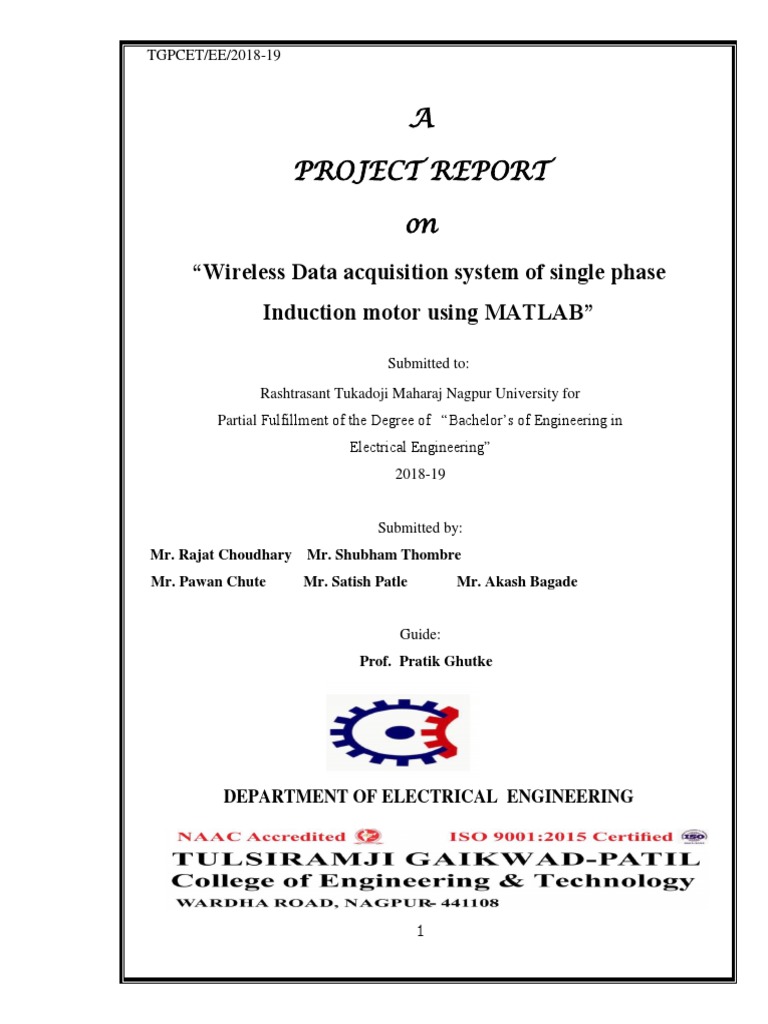 A Project Report On: "Wireless Data Acquisition System of Single Phase ...