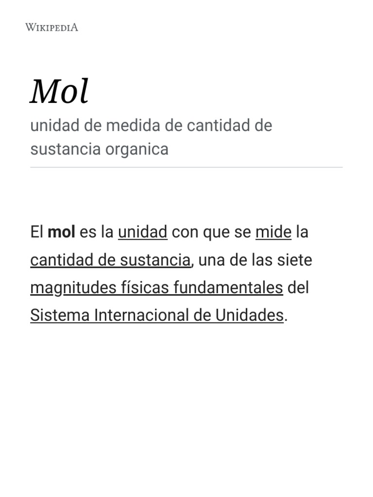 Definición y Uso del Mol en Química | PDF | Mole (Unidad) | Química Física