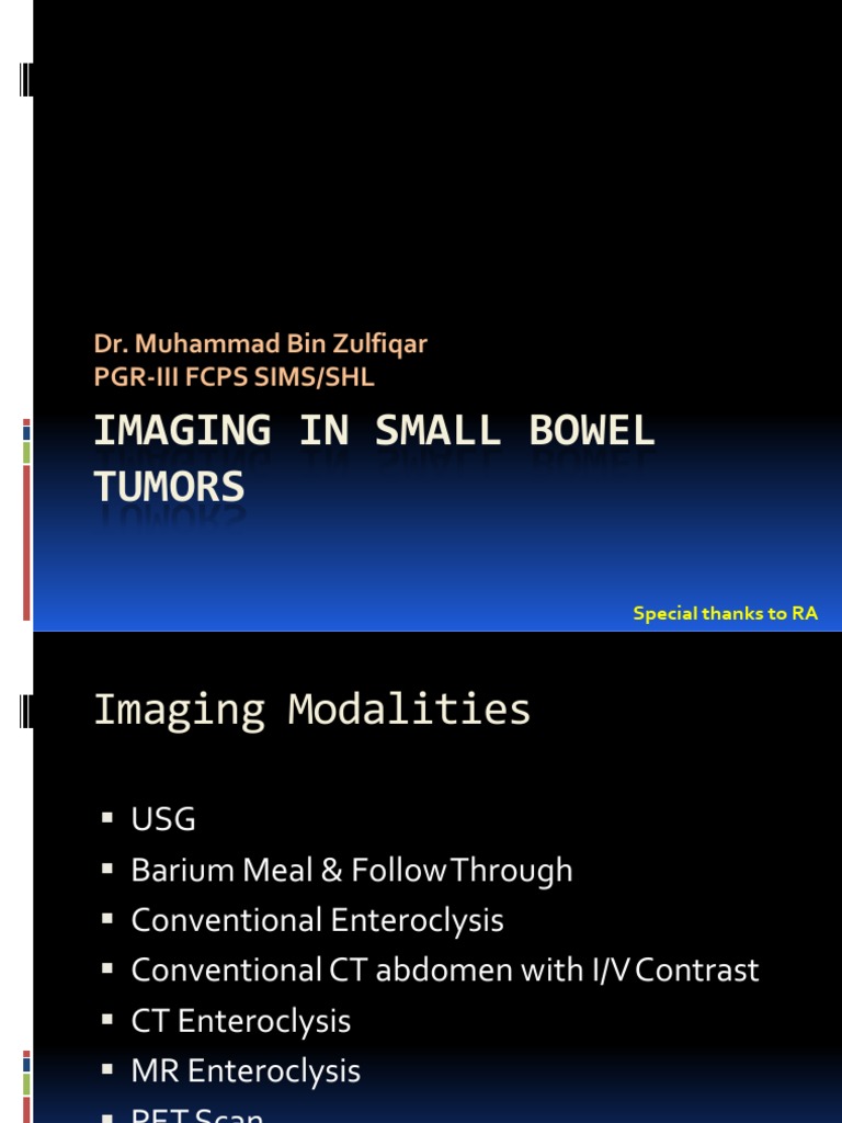 Imaging Techniques for Small Bowel Tumors | PDF | Metastasis | Neoplasms