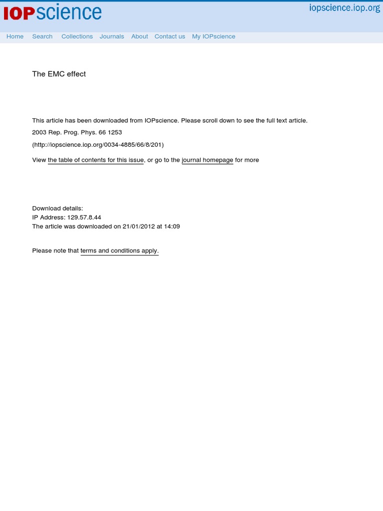 EMC Effect Norton 2003 | PDF | Quark | Nuclear Physics