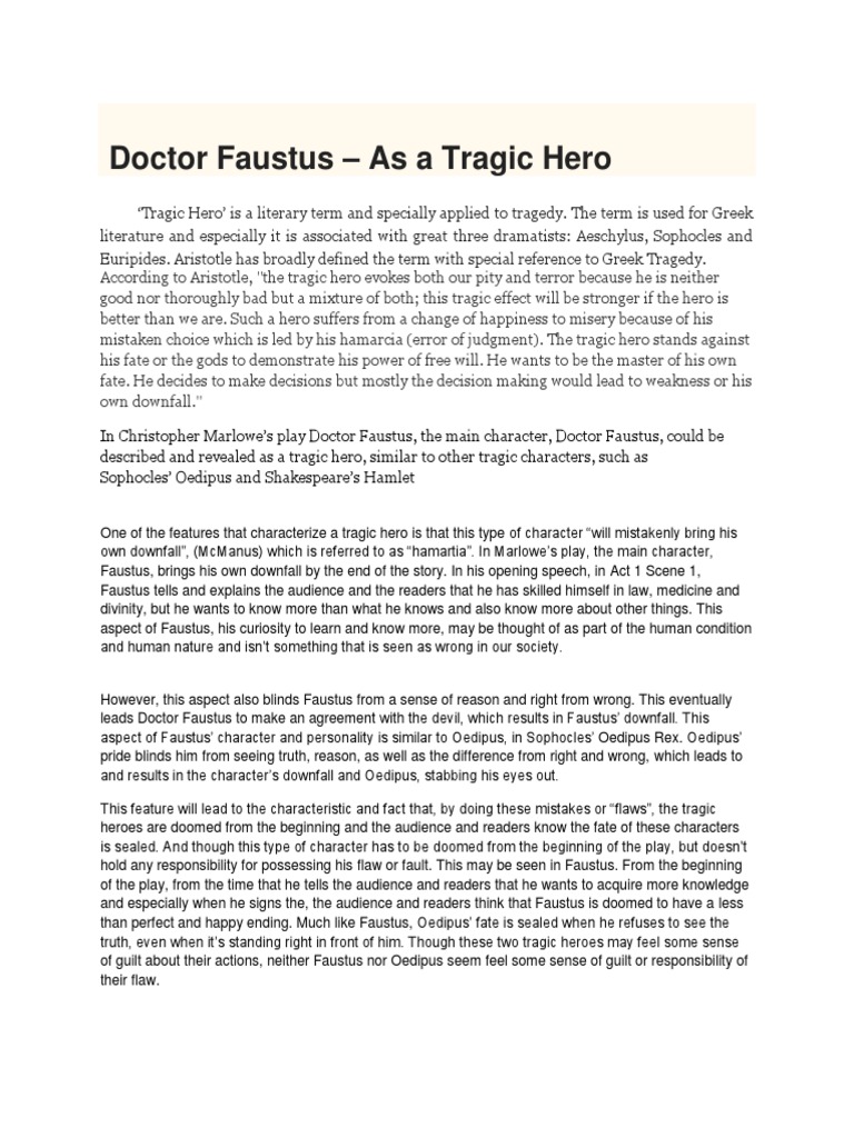 Doctor Faustus As A Tragic Hero | PDF | Tragedy